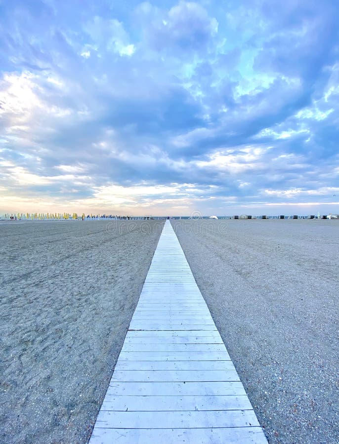 Beach Background with a Wood Path in the Middle of the Sand Stock Photo ...