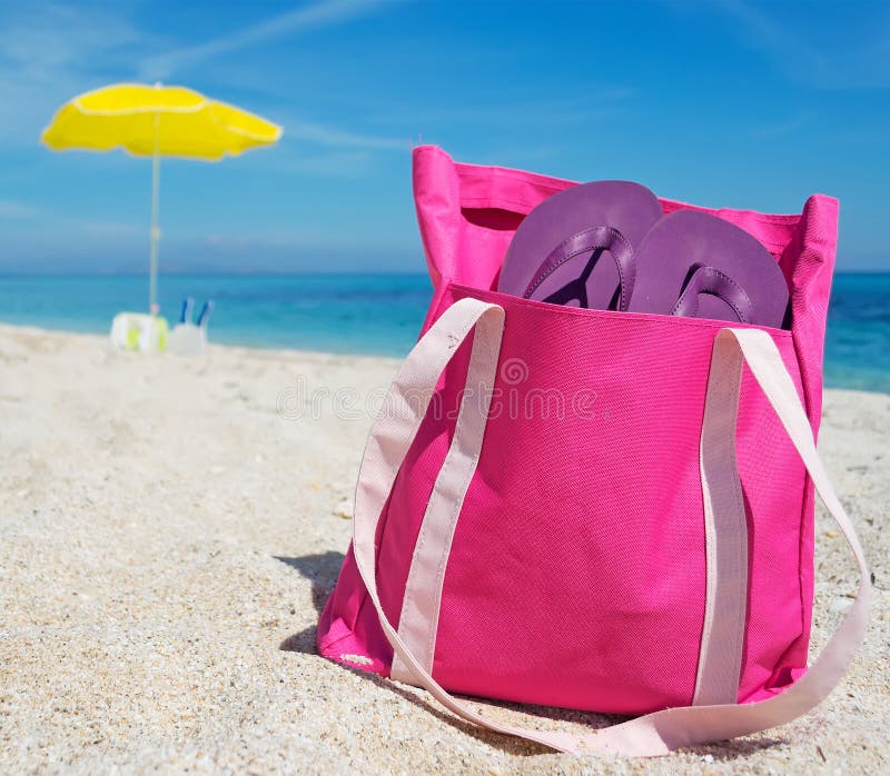 Beach bag stock image. Image of travel, vacation, sandals - 30951679