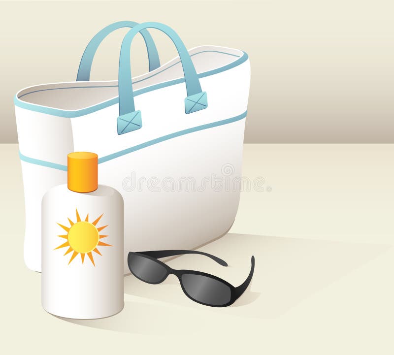 Beach Bag stock vector. Illustration of sunblock, items - 44124344