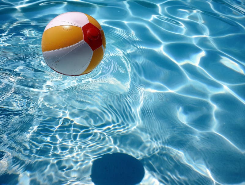 Beach Ball Floating in Clear Blue Pool Water Stock Photo - Image of ...