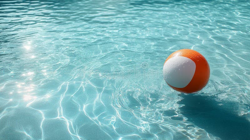 Beach Ball Floating in Clear Blue Pool Water. Stock Image - Image of ...