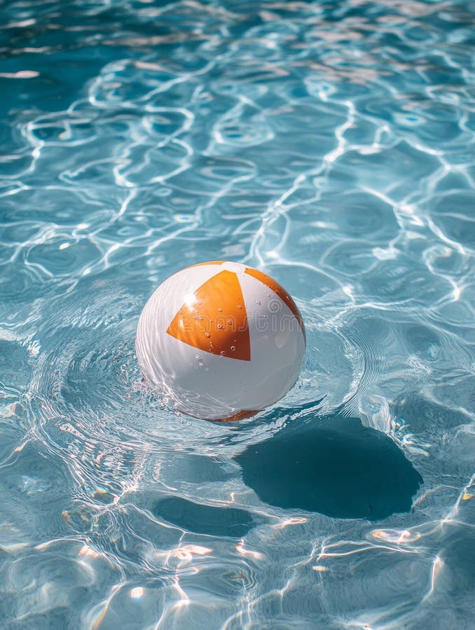 A Beach Ball Floating in Clear Blue Pool Water on a Sunny Day. Stock ...
