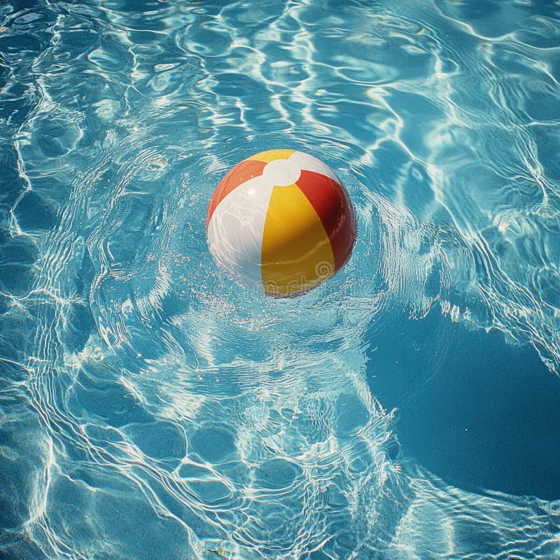 Beach Ball Floating in a Clear Pool on a Sunny Day. Stock Photo - Image ...