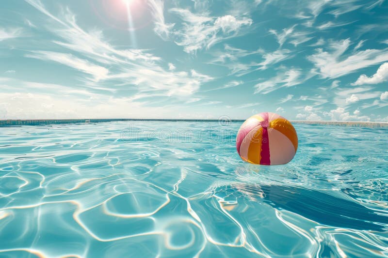 A Beach Ball is Floating in the Ocean Stock Photo - Image of surface ...