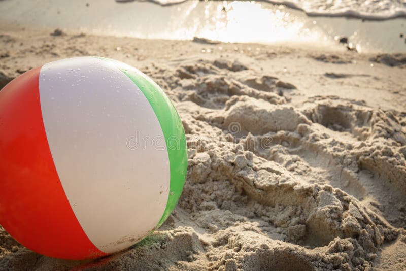 Beach ball on the beach stock photo. Image of vacation - 114481374