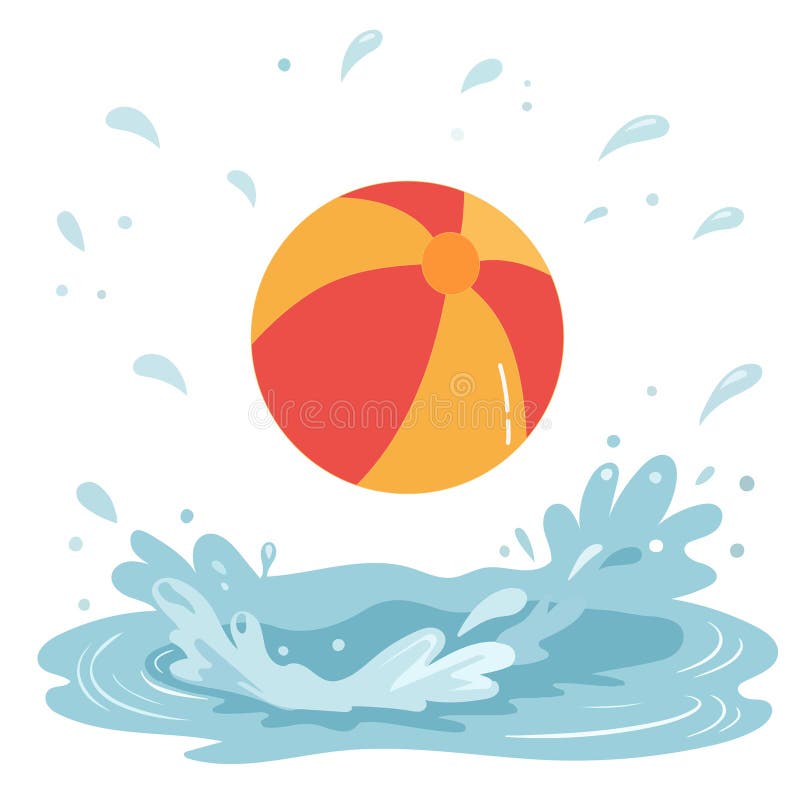 Beach Ball in the Water with Splashes. Vector Stock Vector ...