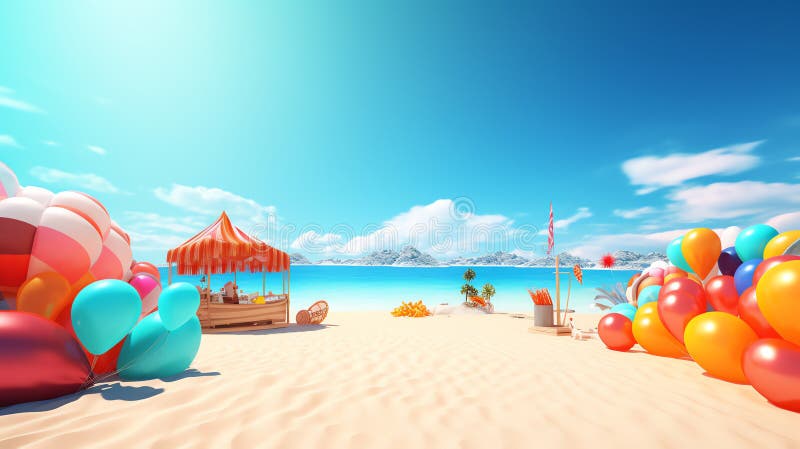 Beach Balloon Festival Ai Generated Stock Illustration - Illustration ...