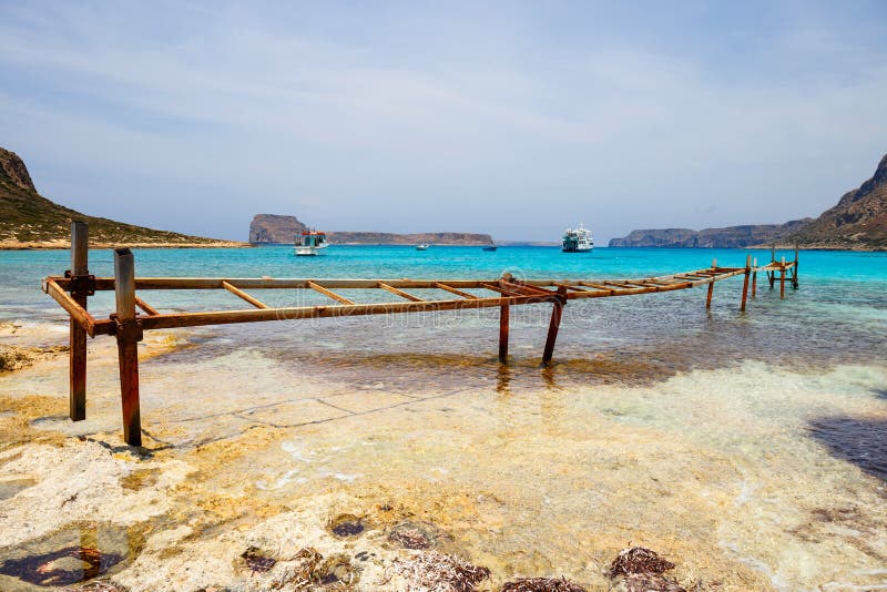 Beach in Balos Lagoon, Crete Stock Image - Image of rest, background ...