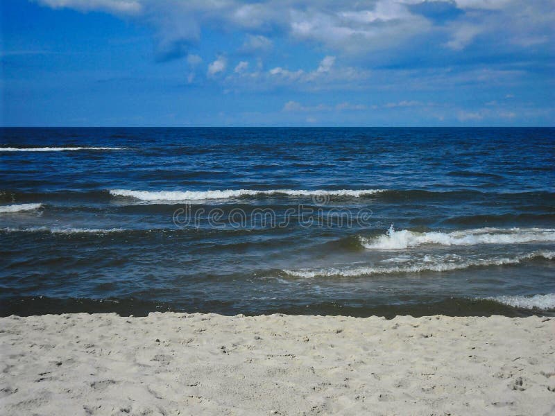 Beach by the Baltic Sea, Small Clouds in the Sky, Light Waves Summer ...