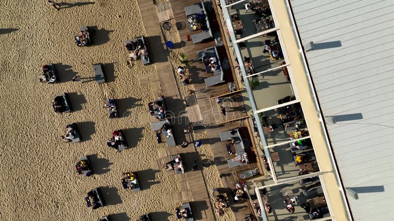 Beach Bar aerial view 4k stock video. Video of design - 265648553