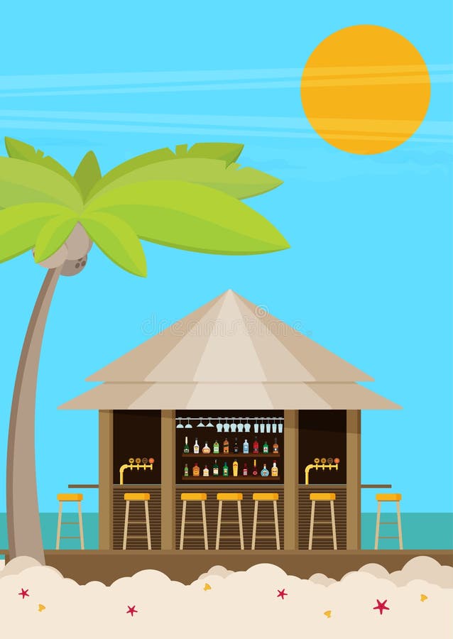 Beach bar. Flat vector stock vector. Illustration of nature - 185553588