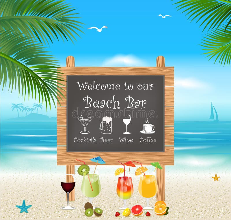 Beach bar menu stock vector. Illustration of ocean, concept - 55248388