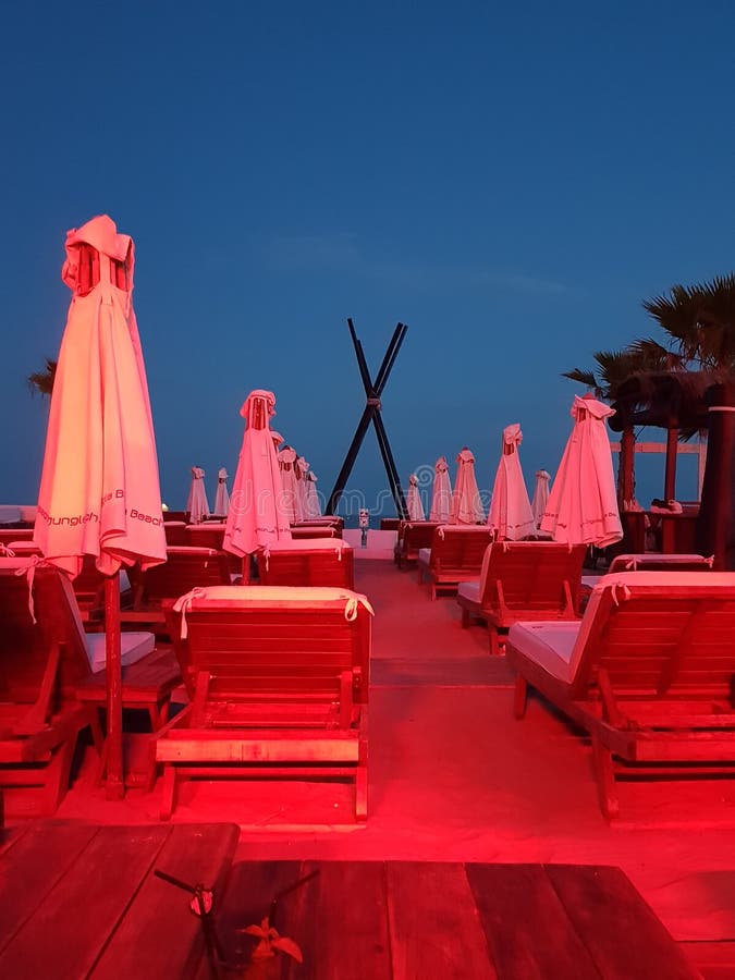 Beach bar night stock image. Image of sunset, night - 116973495