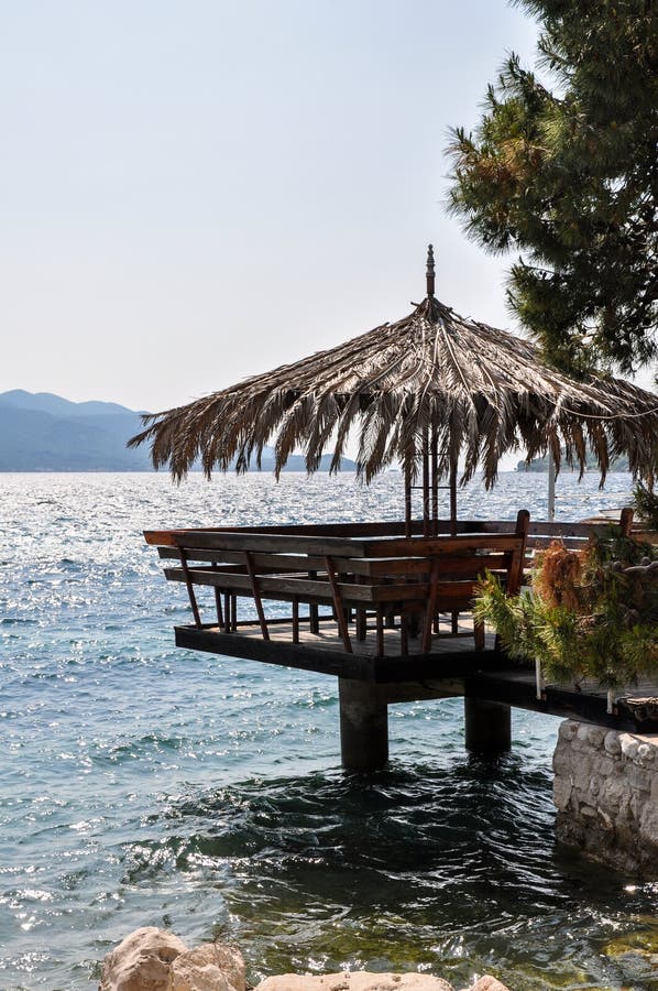 Beach Bar Over the Water in Viganj, Croatia Stock Photo - Image of ...