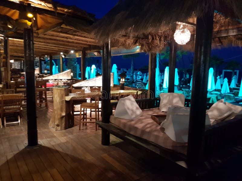 Seaside beach bar stock photo. Image of night, seaside - 116973302