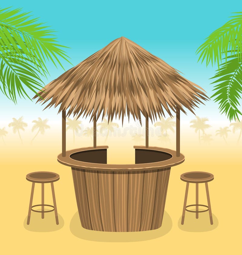 Beach Bar Thatch. Outdoor Background with Lounge Cafe Stock Vector ...