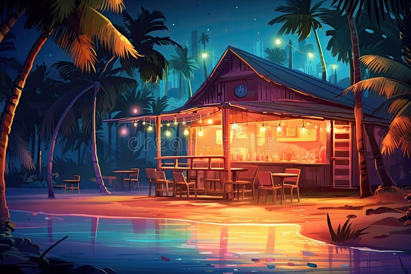 Beach Bar On Tropical Beach Summer Vacation Ai Generated Stock
