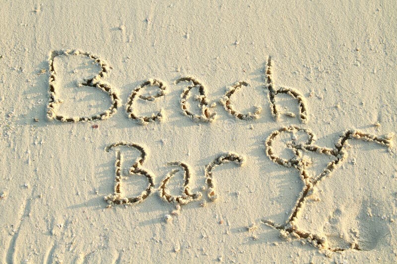 Beach Bar Written in Sand. Stock Photo - Image of sign, beach: 19190010