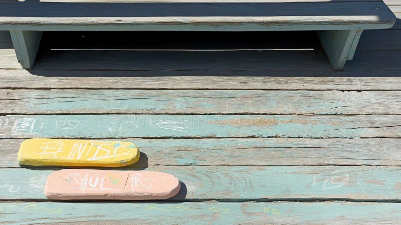 Beach Bench, Pastel Painted Stones, Chalk Messages, Seaside Relaxation ...