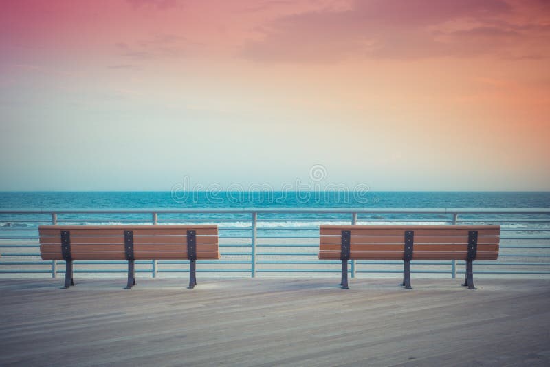 Beach Benches stock image. Image of idyllic, blue, tranquil - 81210943