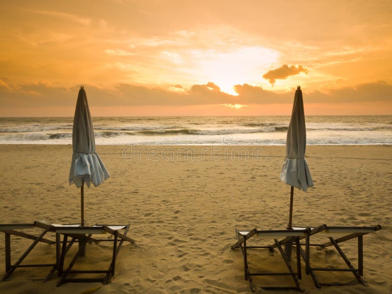 Beach Benches On Sunset Picture. Image: 22482740