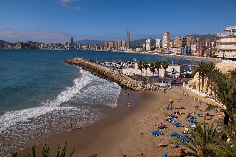 Beach in Benidorm Spain stock photo. Image of street - 29422758