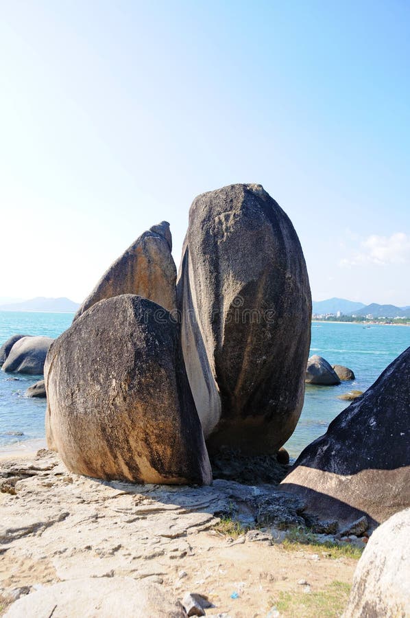 Beach with big stone stock photo. Image of palm, calm - 22213898