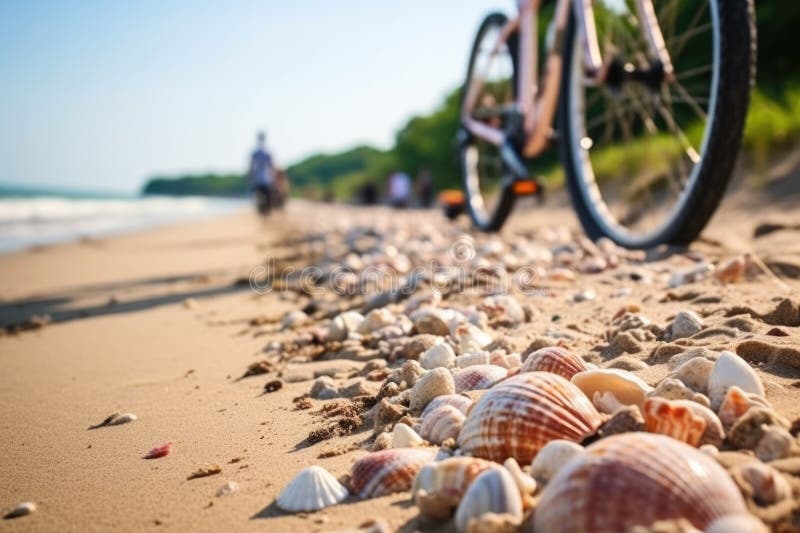 Beach Bike Route with Seashells on the Side Stock Photo - Image of ...