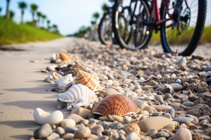 Beach Bike Route with Seashells on the Side Stock Image - Image of bike ...