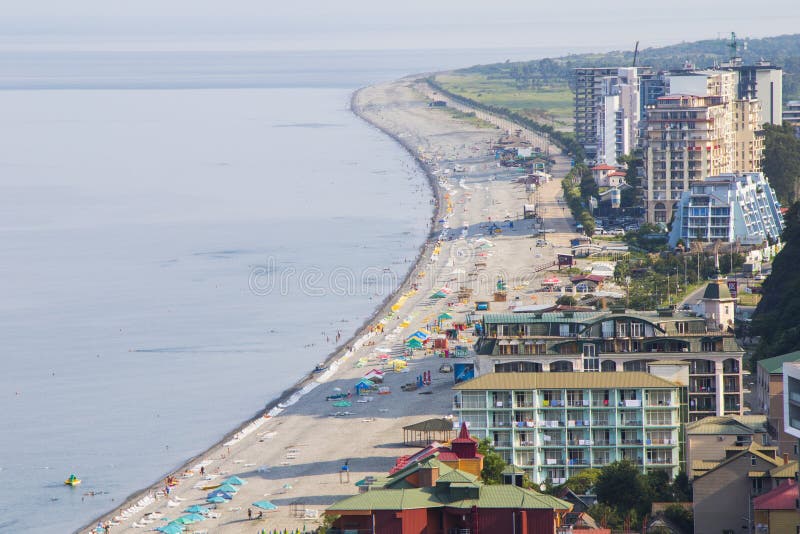 Beach in Black Sea, Gonio, Georgia Stock Photo - Image of young, black ...