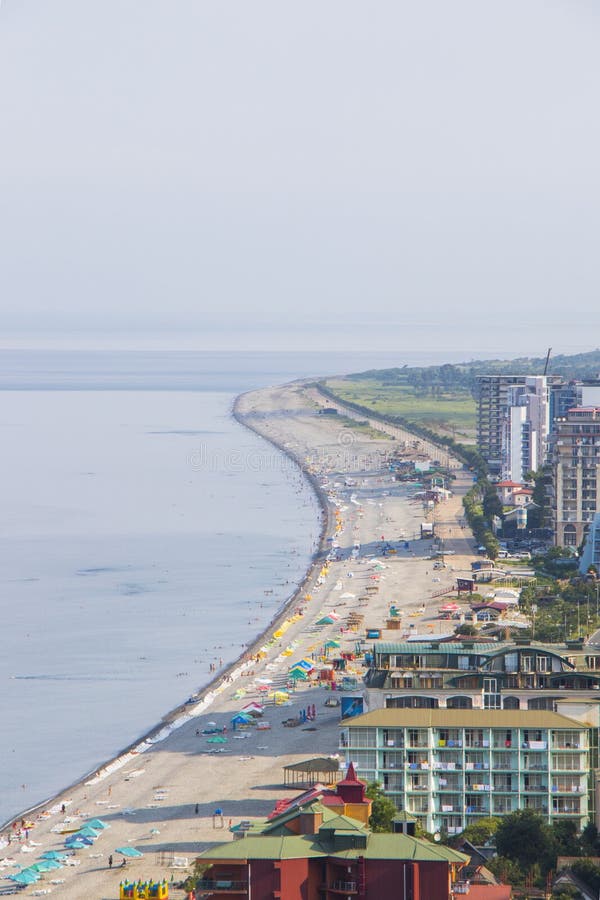 Beach in Black Sea, Gonio, Georgia Stock Photo - Image of empty, lounge ...