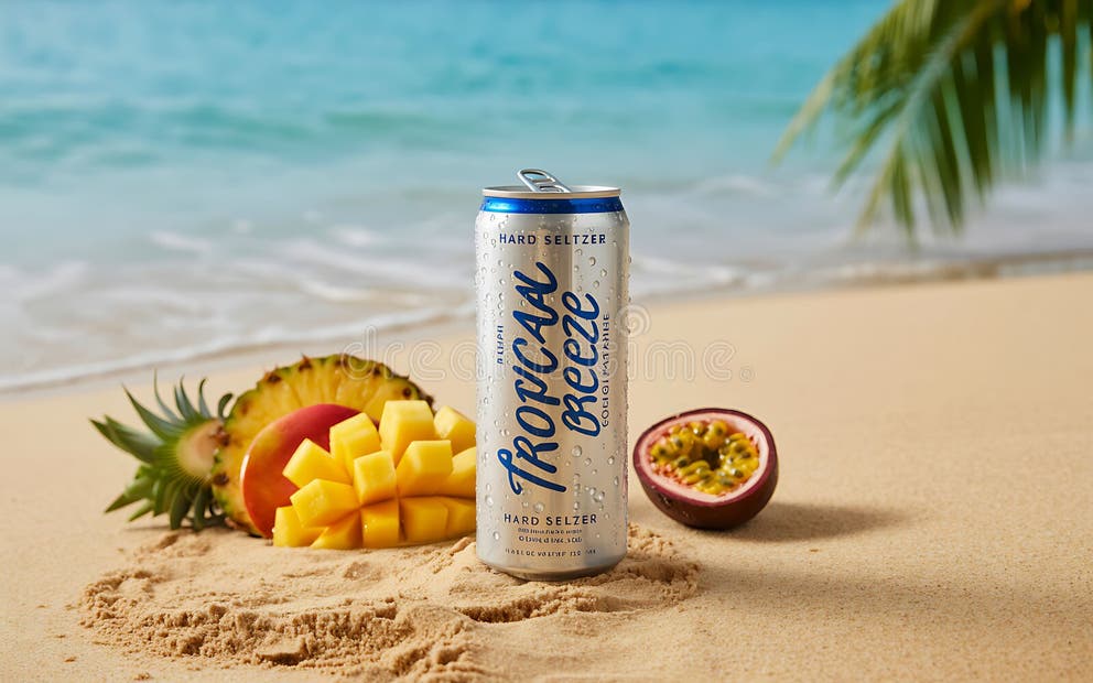 Beach Bliss Tropical Hard Seltzer Refreshment Stock Illustration ...