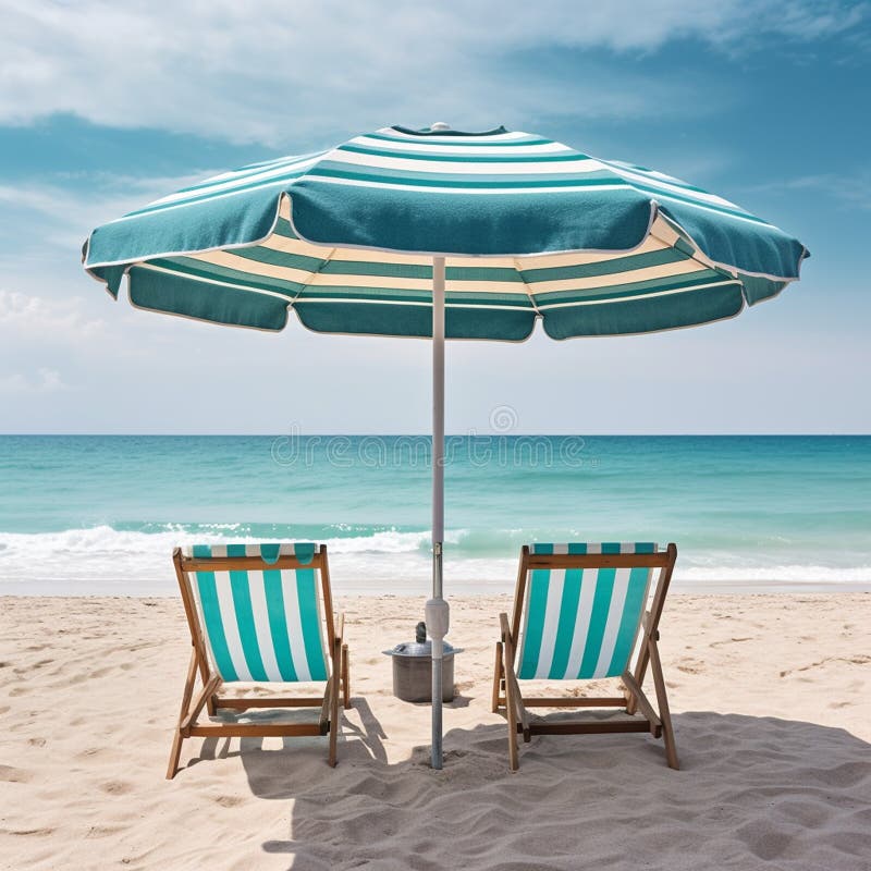 Beach Bliss Under a Bright Sun Stock Illustration - Illustration of ...