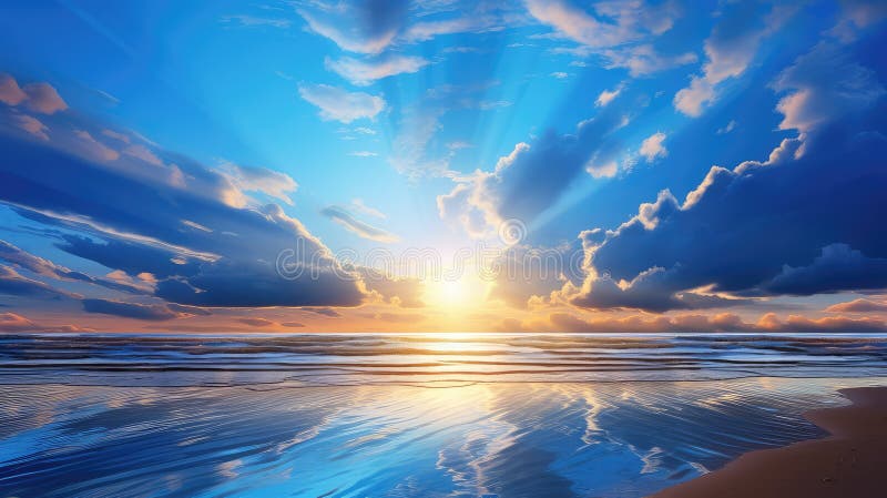 Beach blue light rays stock illustration. Illustration of shore - 318020565