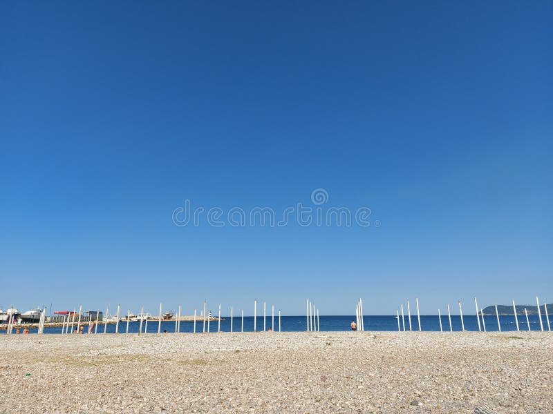 Beach, Blue Sea, Port Bar, Ships, Editorial Stock Image - Image of ...