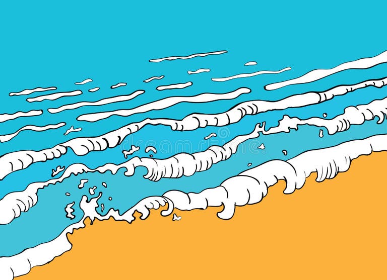Beach and Blue Sea Wave, Vector Stock Vector - Illustration of sunlight ...