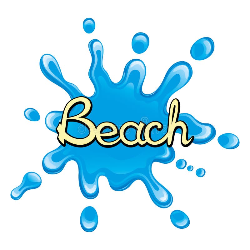 Beach Sign with Kids and a Splash of Water. Stock Vector - Illustration ...