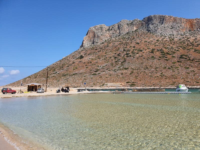 Beach with Blue Sky, Crystal Clear Water and Rocks Stock Photo - Image ...