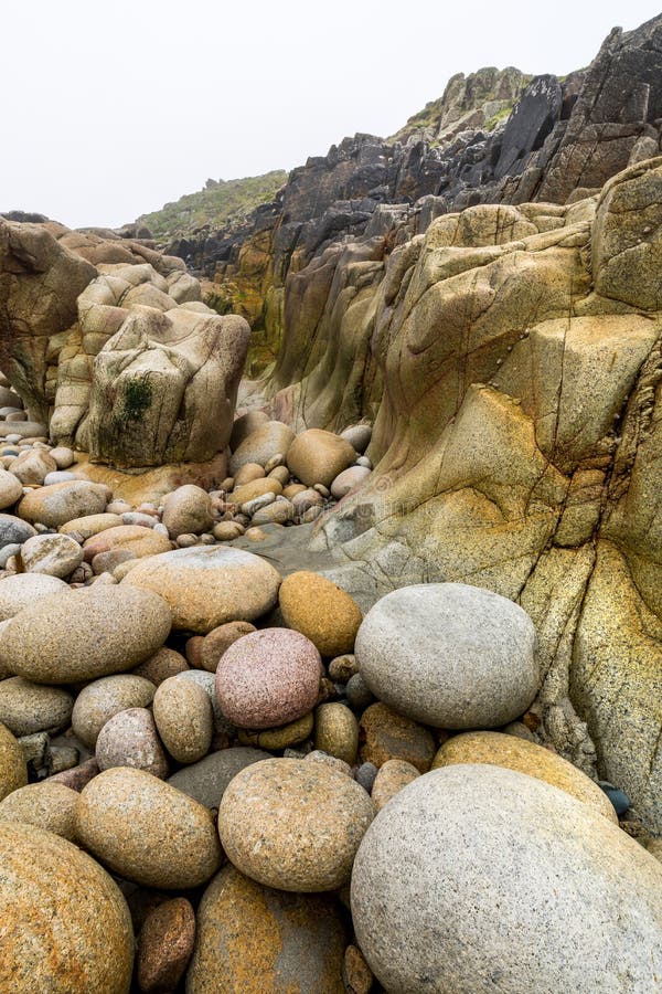 Beach Boulders and Rock Formations, Porth Nanven, West Cornwall Stock ...