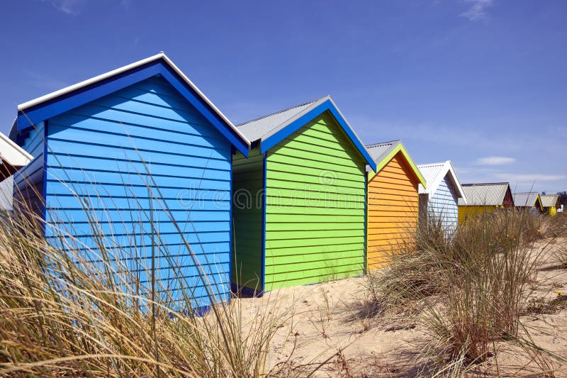 Brighton Beach Bathing Boxes Stock Image - Image of victoria, downunder ...