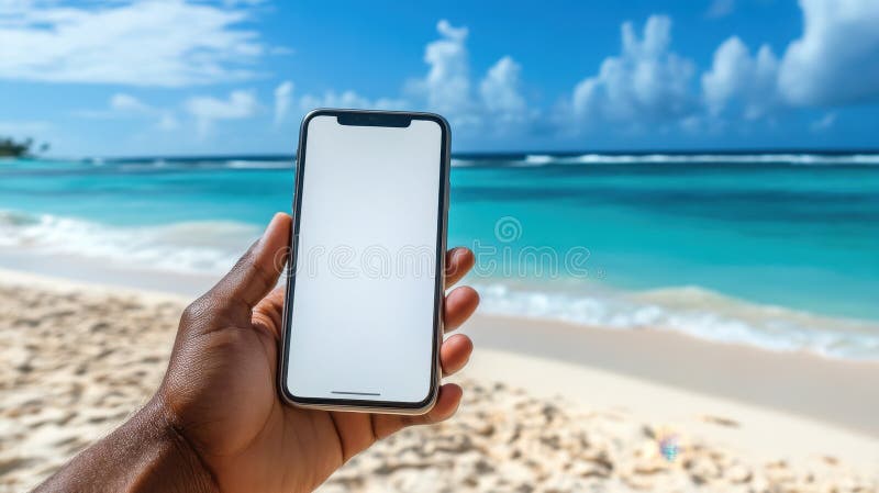 Beach Break: Blank Screen Smartphone on a Tropical Getaway - Ready for ...