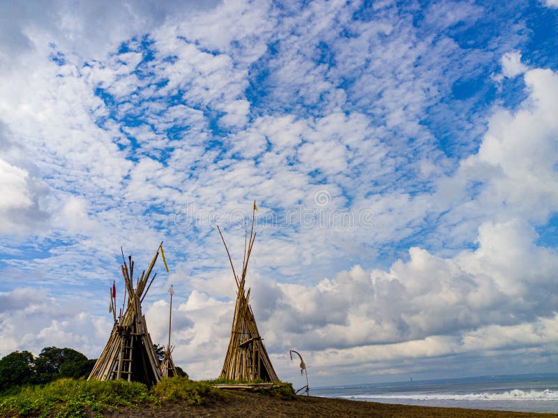 Beach Bright Blue Sky Clouds Above Stock Photo - Image of blue, bright ...