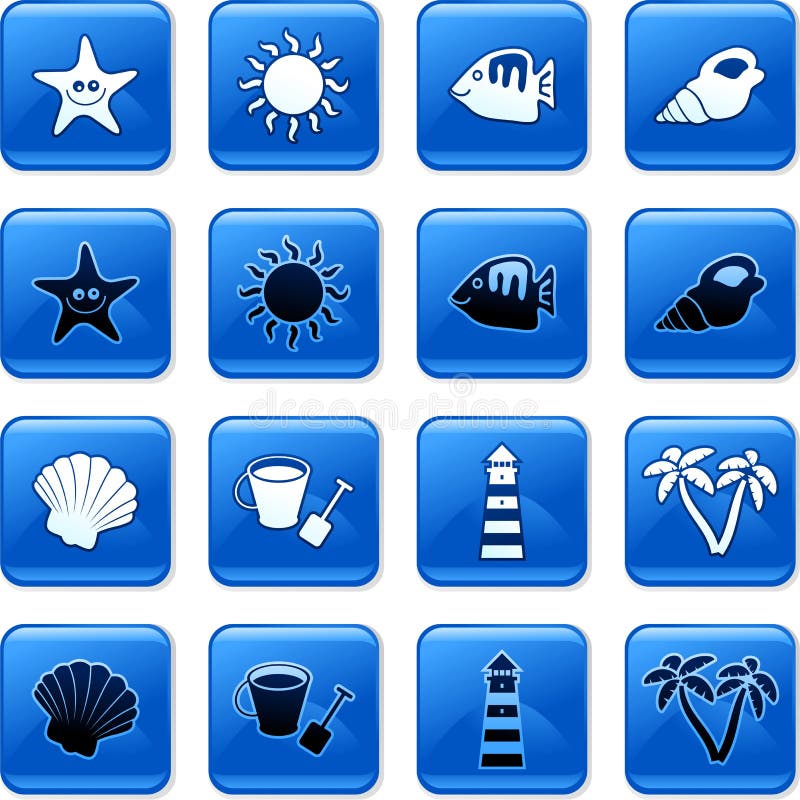 Beach Icons stock vector. Illustration of objects, shapes - 194762