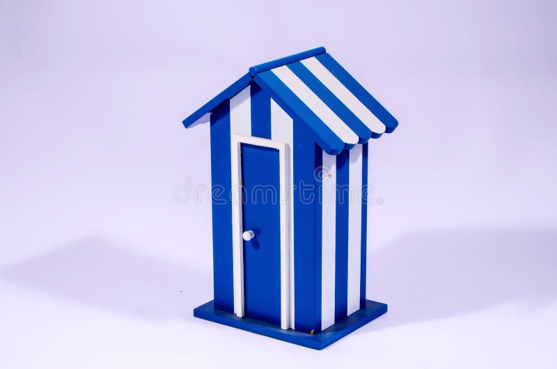 Beach Cabin White and Blue Dressing Room Stock Photo - Image of cabin ...
