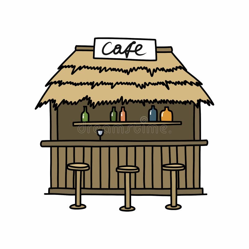 Beach Cafe Doodle Icon, Vector Color Illustration Stock Illustration ...