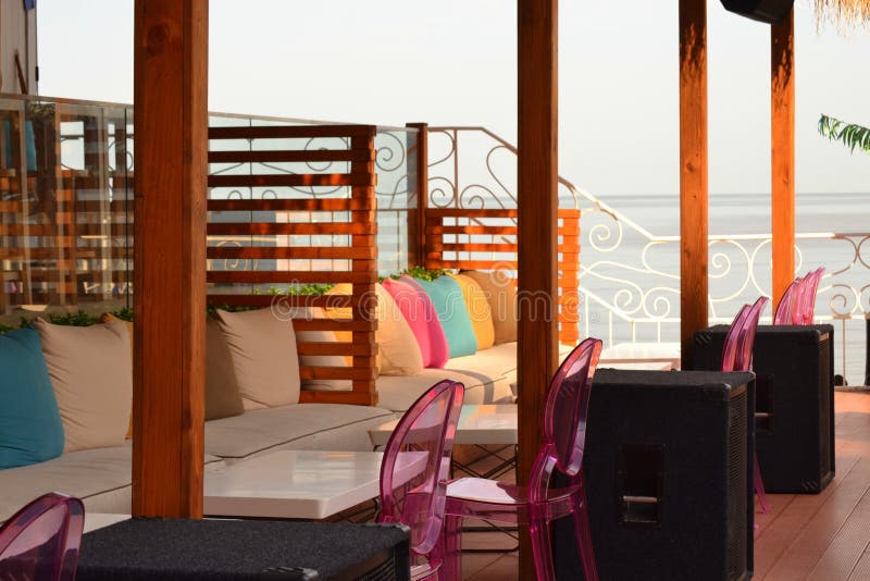 Beach cafe stock image. Image of design, furniture, deck - 68402297