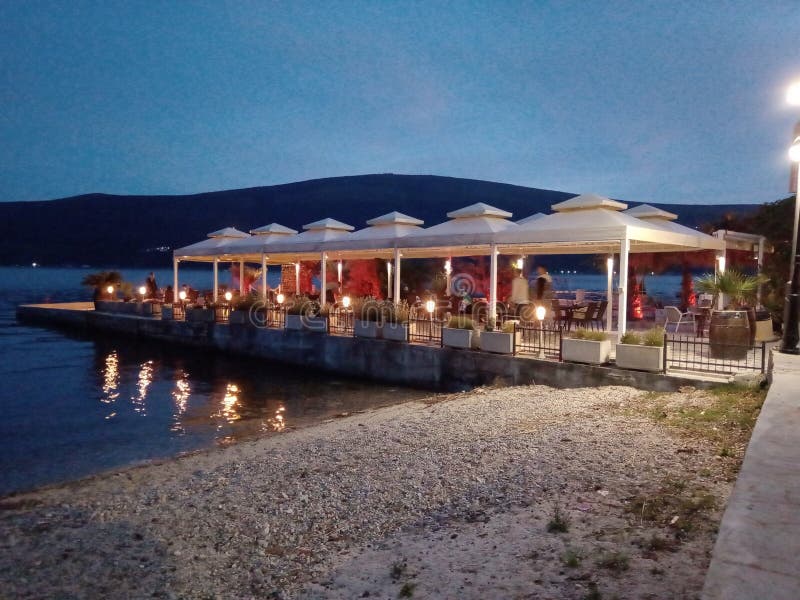 Beach cafe lights editorial photo. Image of cafe, property - 217743051