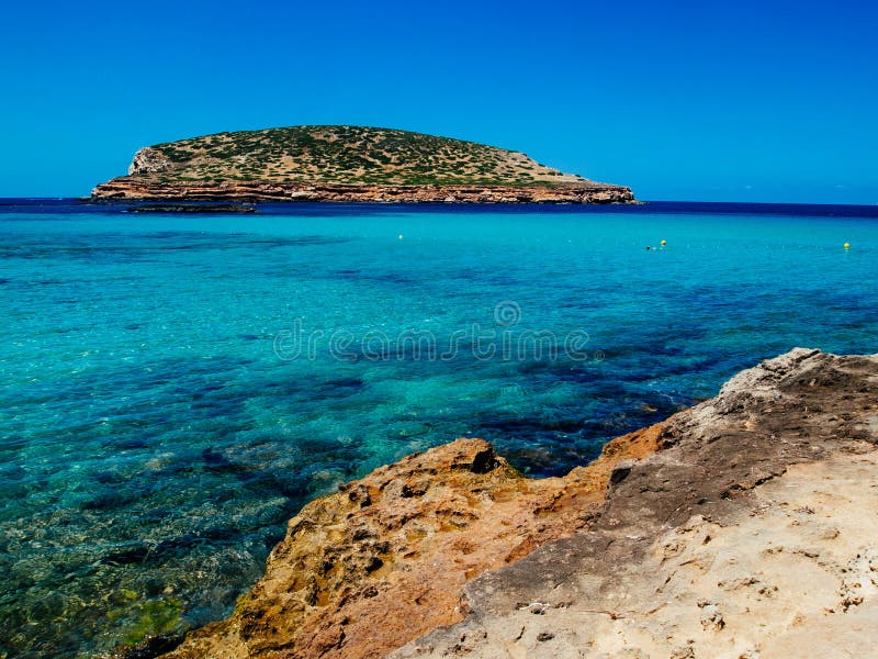 Beach of Cala Conta, Ibiza, Spain Stock Photo - Image of ibiza ...