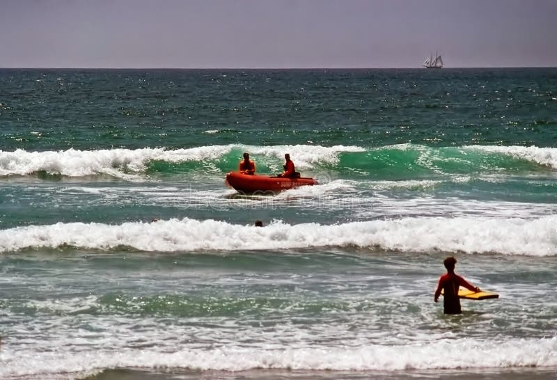 Surf Rescue in Boat on Coast of California Stock Image - Image of ...