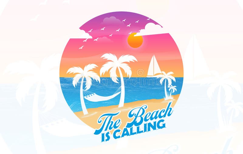 The Beach is Calling T Shirt Design Stock Vector - Illustration of ...